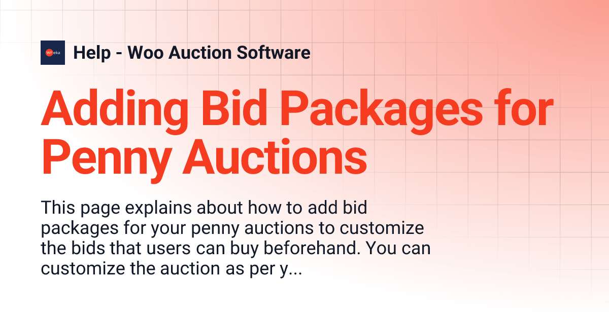 Adding Bid Packages for Penny Auctions | Help - Woo Auction Software